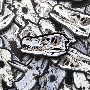 Velociraptor Embroidery Patch Dinosaur Skull Patches Iron on Embroidered - Etsy