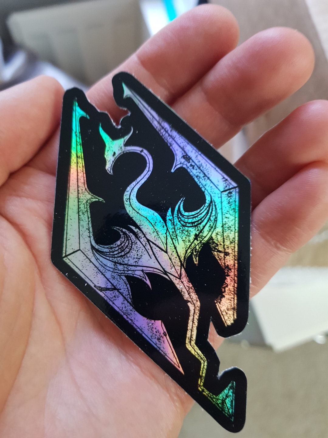 Elder Scrolls Skyrim Dragon Sticker Holographic Vinyl - Etsy