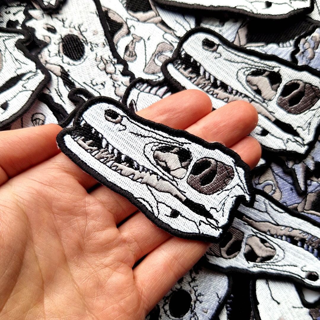 Velociraptor Embroidery Patch Dinosaur Skull Patches Iron on Embroidered - Etsy
