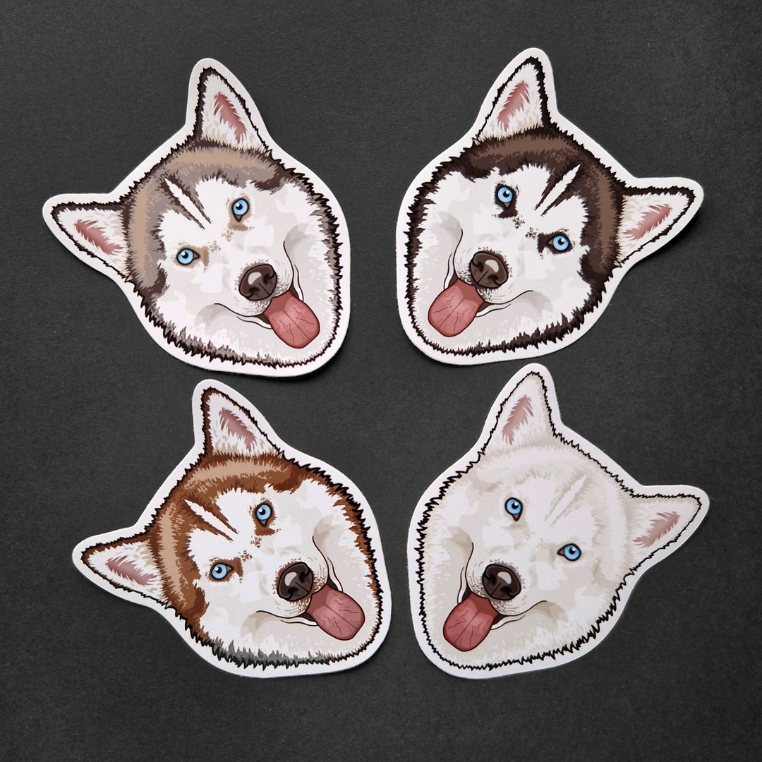 Husky Stickers Black White Grey Brown Siberian Huskies Decal - Etsy