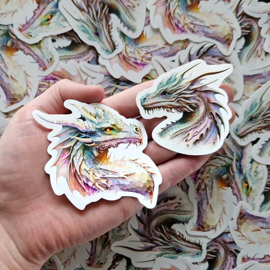 Pastel Dragon Sticker Pastel Tones Horned Dragons Decals - Etsy