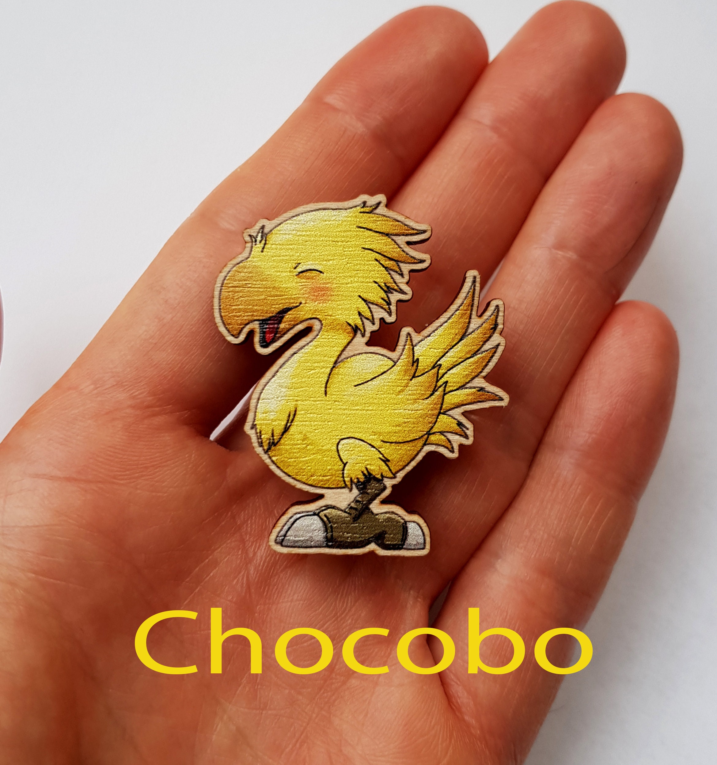 Chocobo Moogle Wooden Pin Badge Eco Friendly Fantasy Video Game Art - Etsy