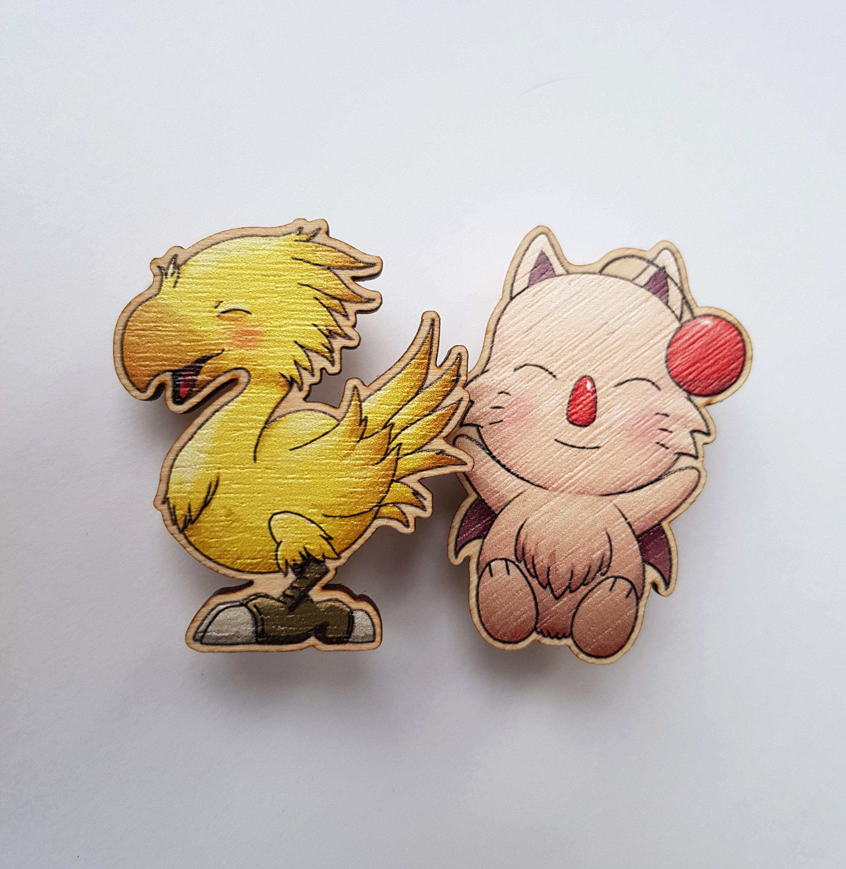 Chocobo Moogle Wooden Pin Badge Eco Friendly Fantasy Video Game Art - Etsy