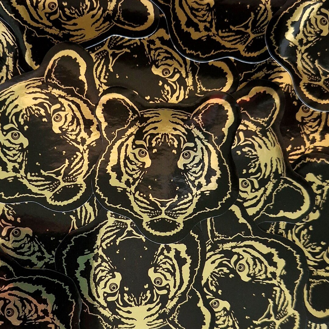 Gold Tiger Stickers Metallic Gold Decal Big Cats Vinyls - Etsy