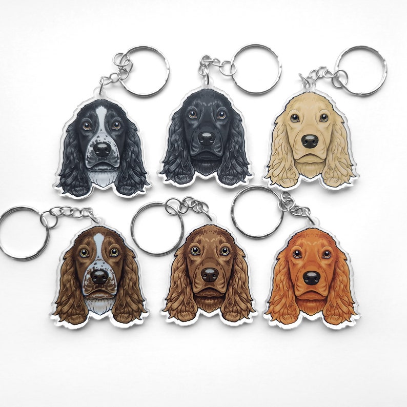 Cocker Spaniel Acrylic Keyrings & Collar Charms Double Sided - Etsy
