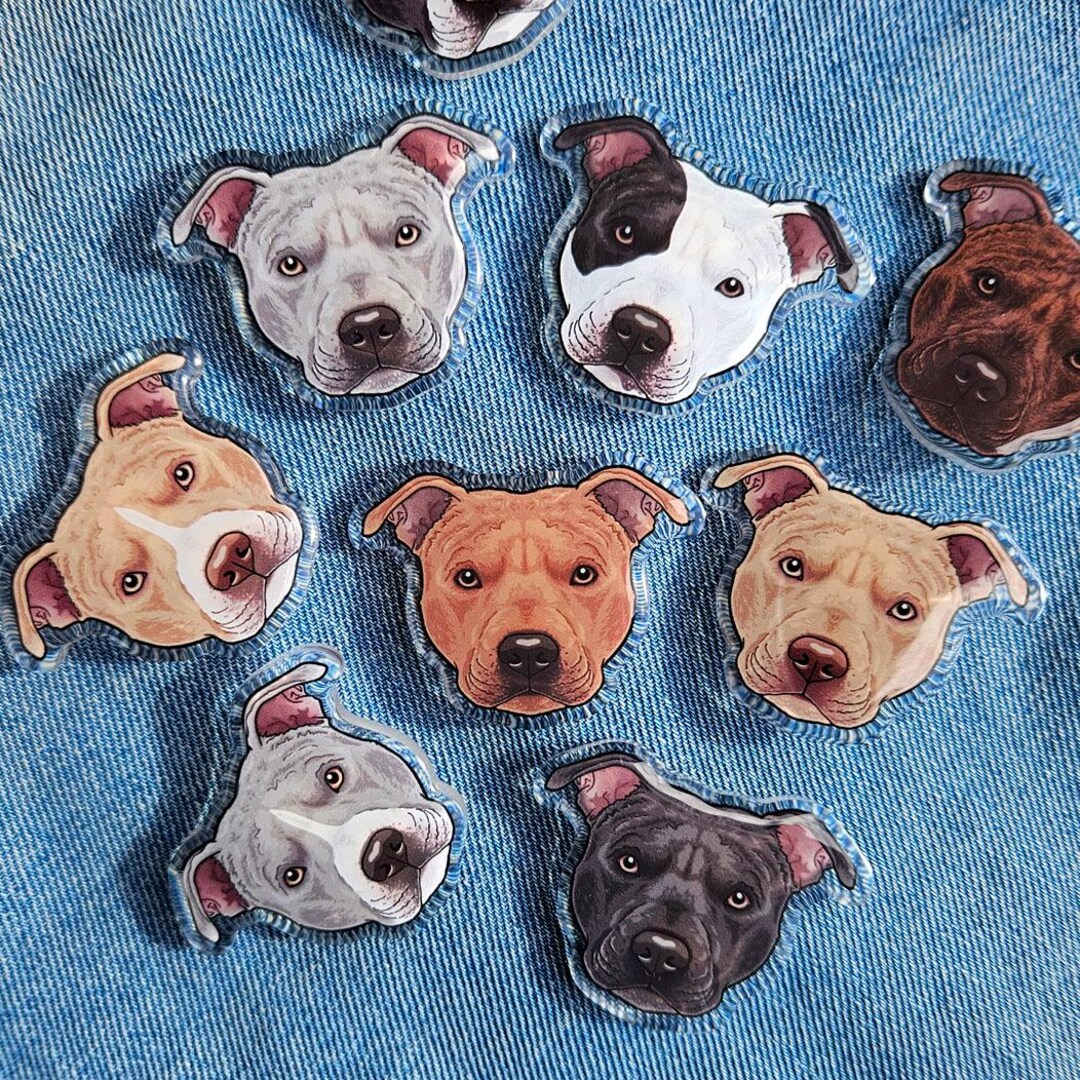 Staffordshire Bull Terrier Acrylic Pins Staffy American Pit Bull Pin ...
