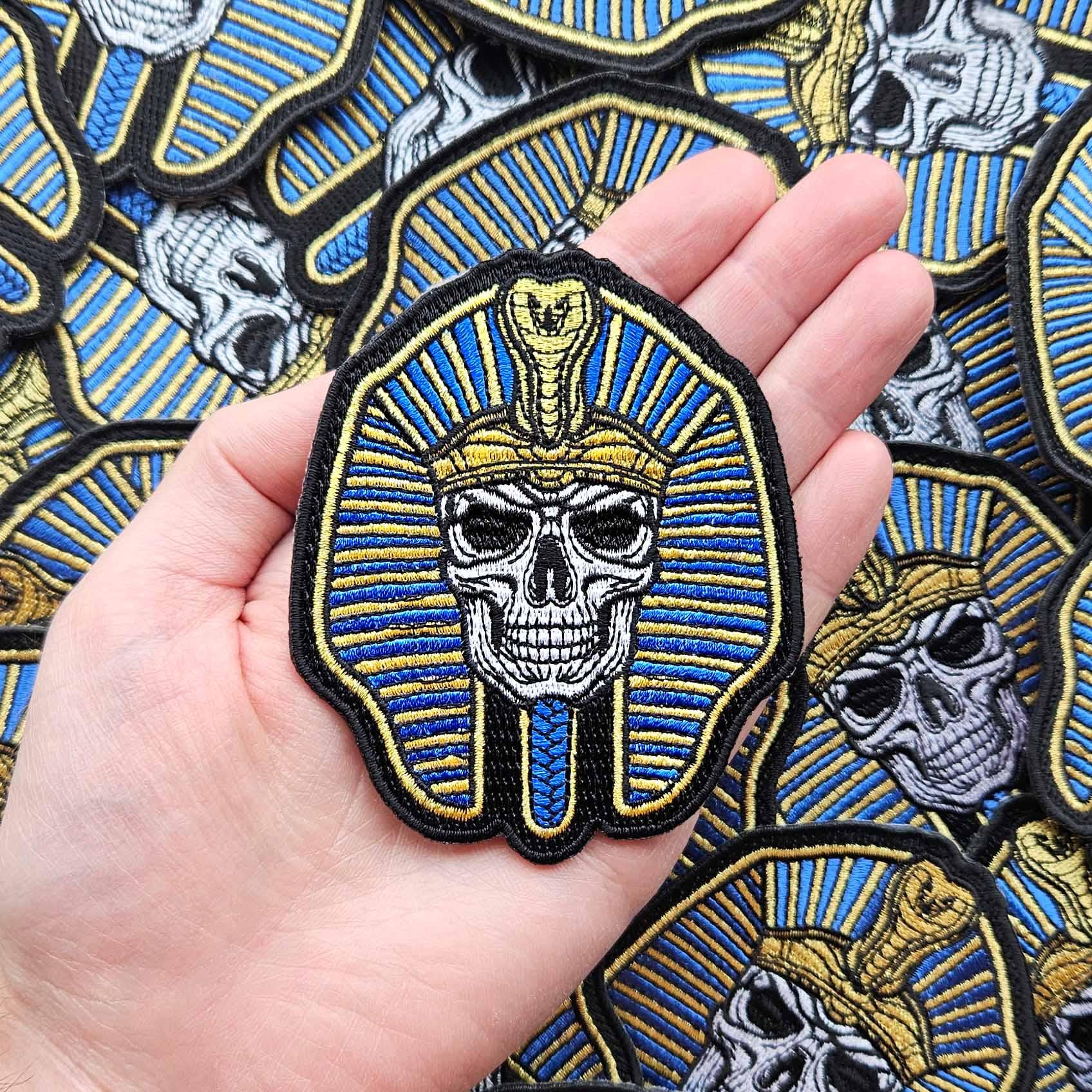 Egyption Embroidery Patch – Gold Pharaoh Skull Patches | Iron-on | Tomb ...