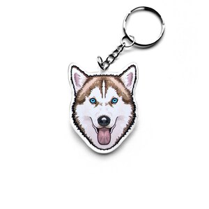 Siberian Husky Keyrings & Collar Charms Double Sided Huskies, Malamute ...