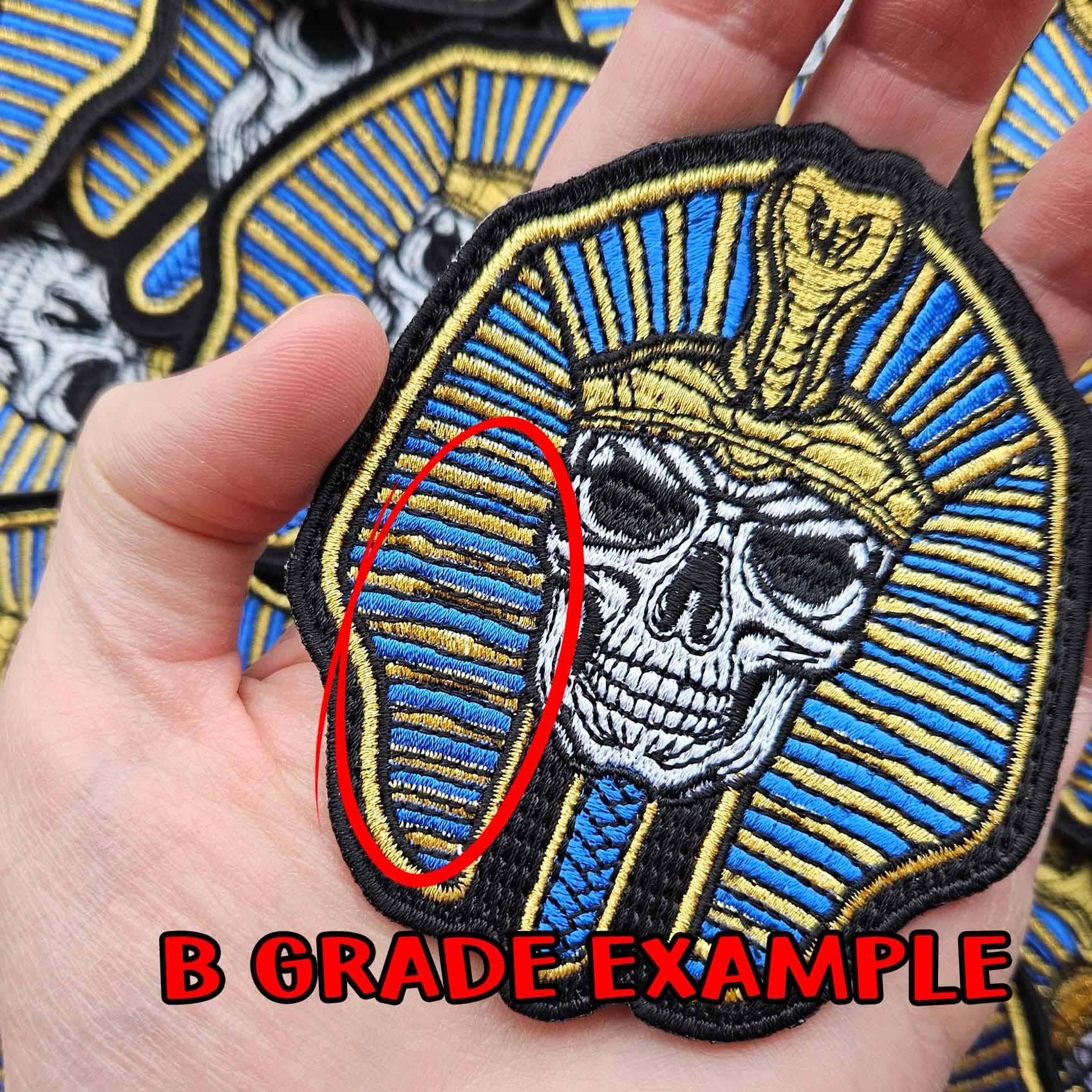 Egyption Embroidery Patch – Gold Pharaoh Skull Patches | Iron-on | Tomb ...