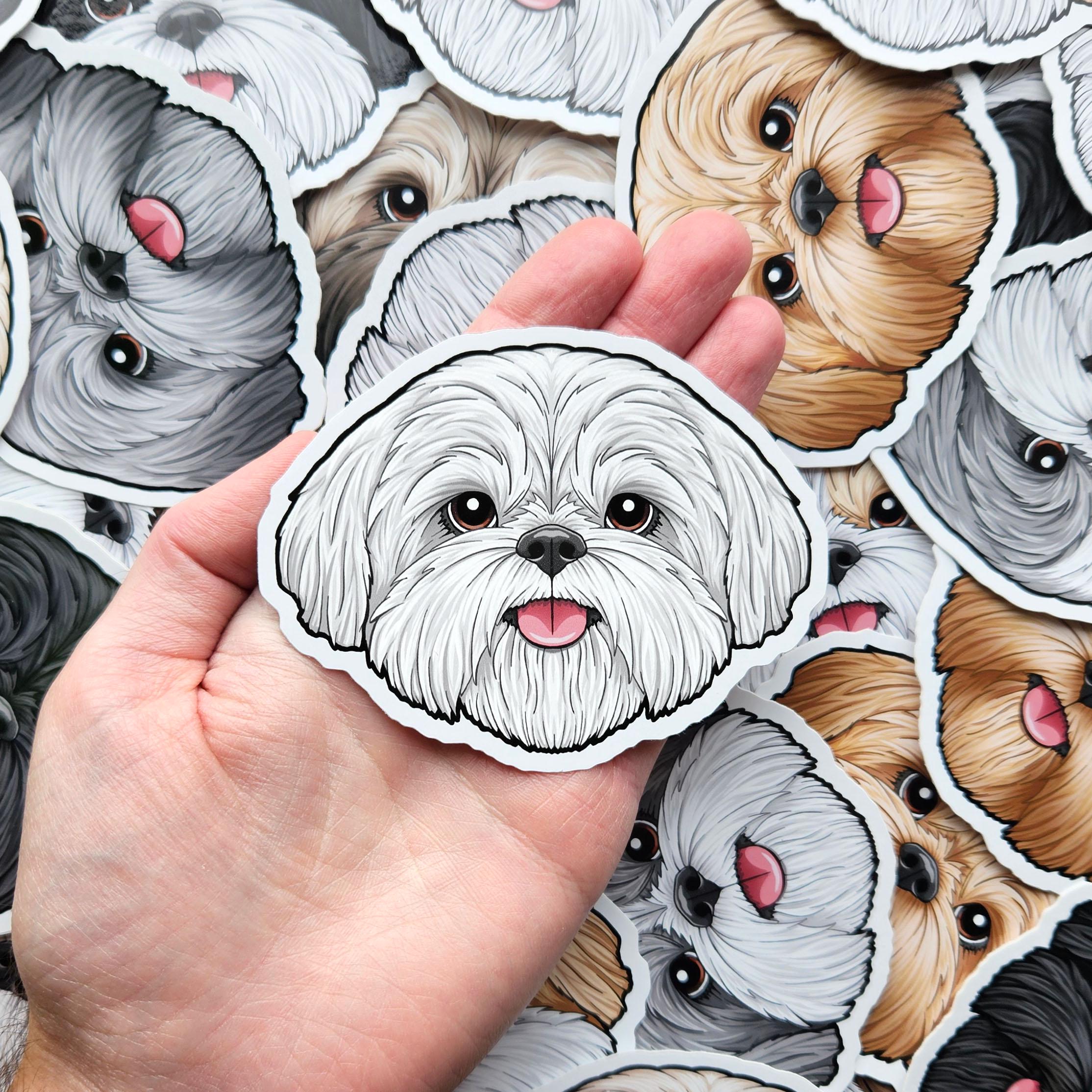 Shih Tzu Stickers Lhasa Apso Pet Decal Vinyls Black, White, Tan, Sable ...