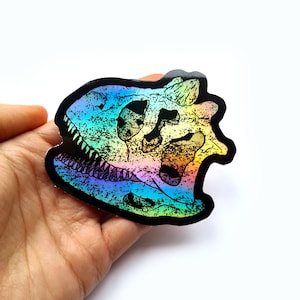 Dinosaur Skulls Carnivores Stickers Jurassic Fossil Bones Holographic ...