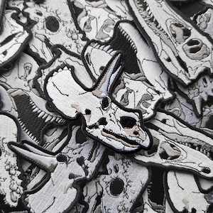 Triceratops Embroidery Patch Dinosaur Skull Patches Iron on Embroidered - Etsy