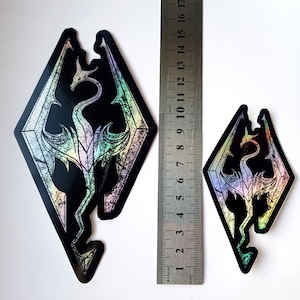 Elder Scrolls Skyrim Dragon Sticker Holographic Vinyl - Etsy