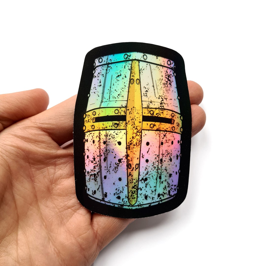 Crusader Helm Sticker Holographic Vinyl Larp Medieval Knight Templar ...