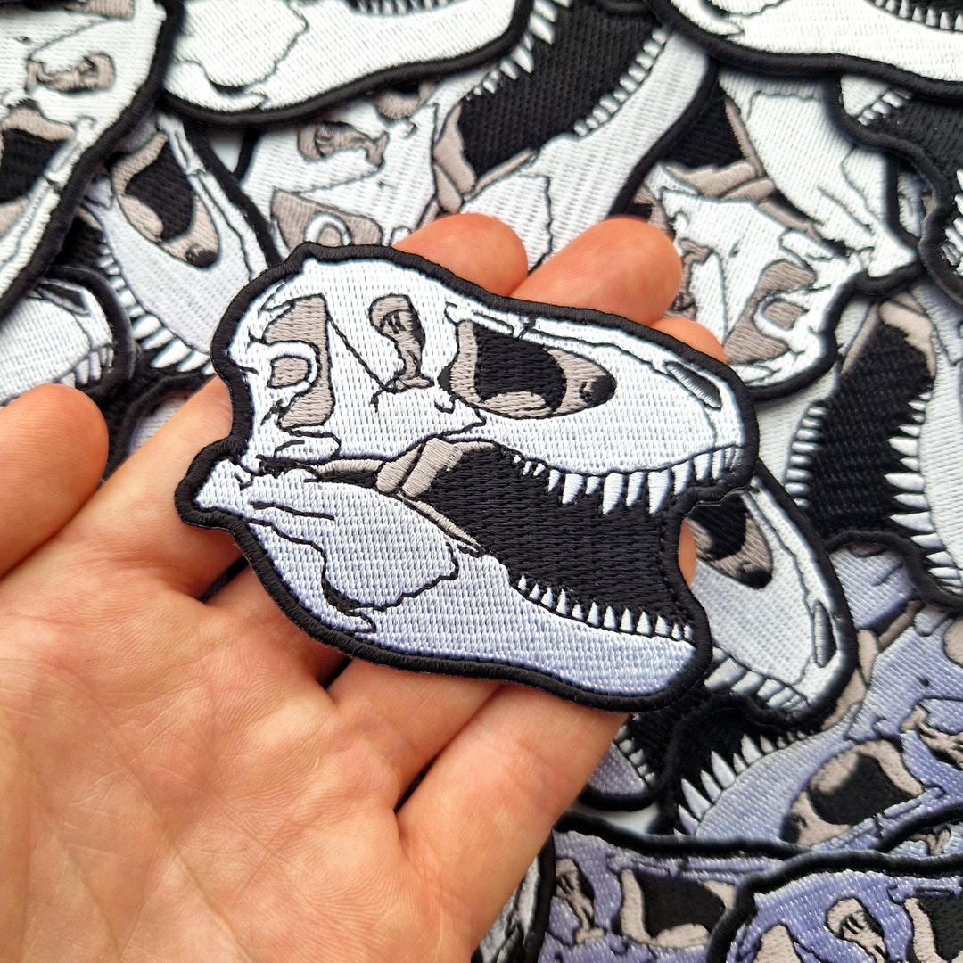 T-rex Skull Patch Embroidery Dinosaur Patches Iron On - Etsy