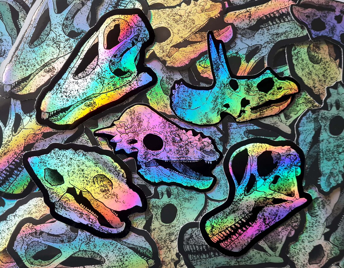 Dinosaur Skulls Carnivores Stickers Jurassic Fossil Bones | Etsy