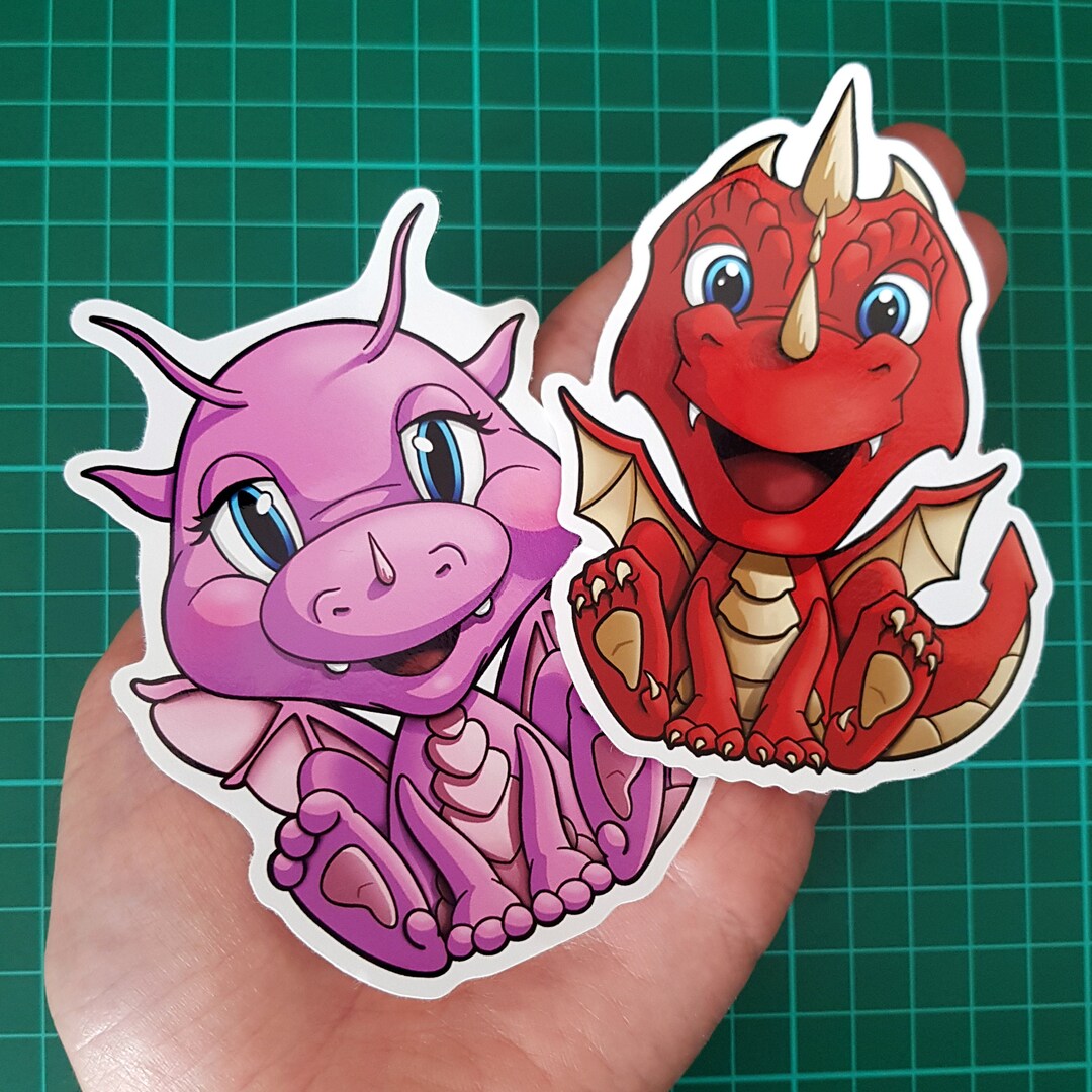 Pegatinas de dragón Chibi lindo kawaii dragón rosa wyvern rojo adorable ...