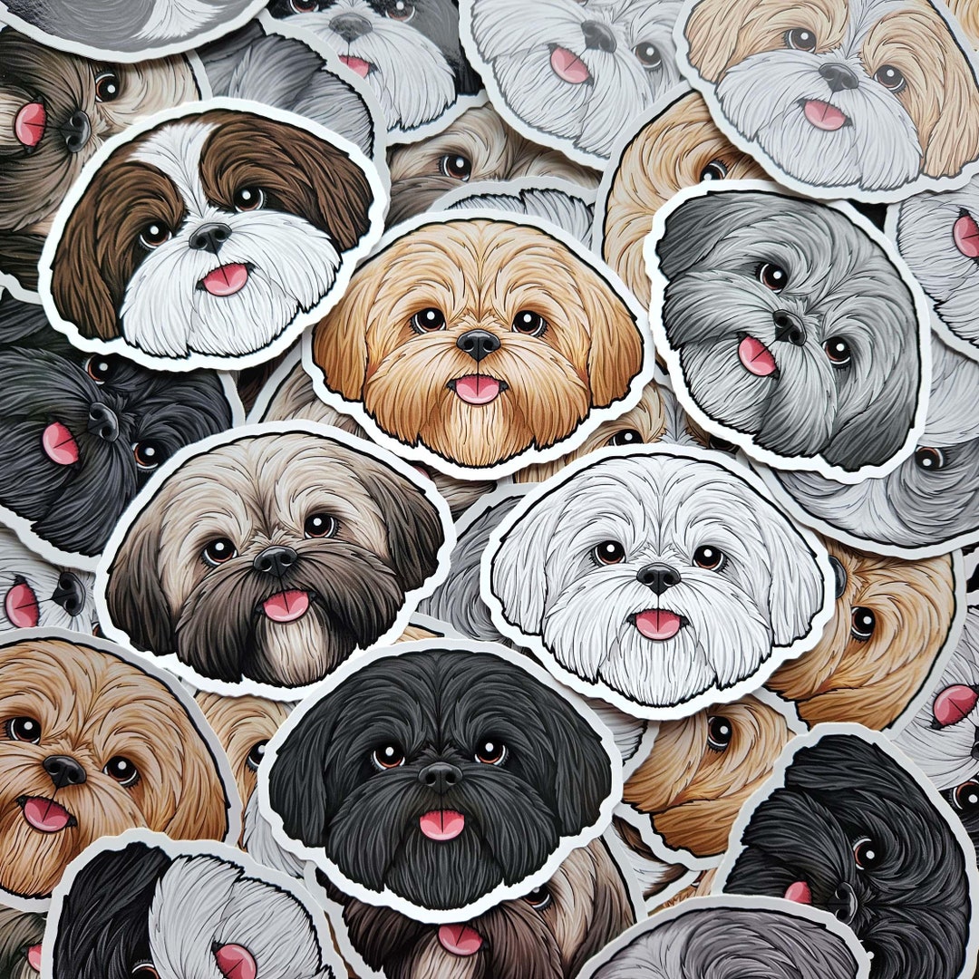 Shih Tzu Stickers Lhasa Apso Pet Decal Vinyls Black, White, Tan, Sable ...