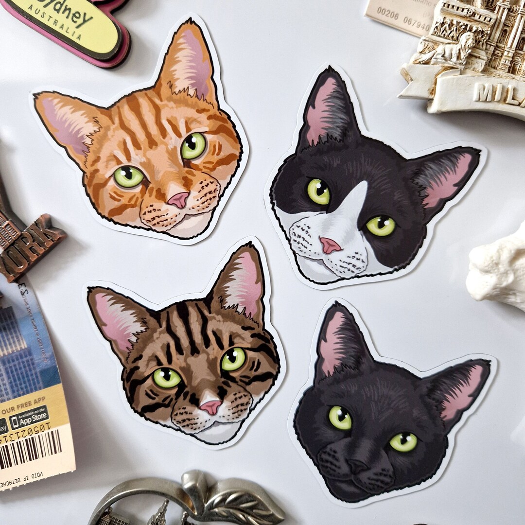 Cat Fridge Magnet Black White Ginger Tabby Pattern Flexible House Cat ...
