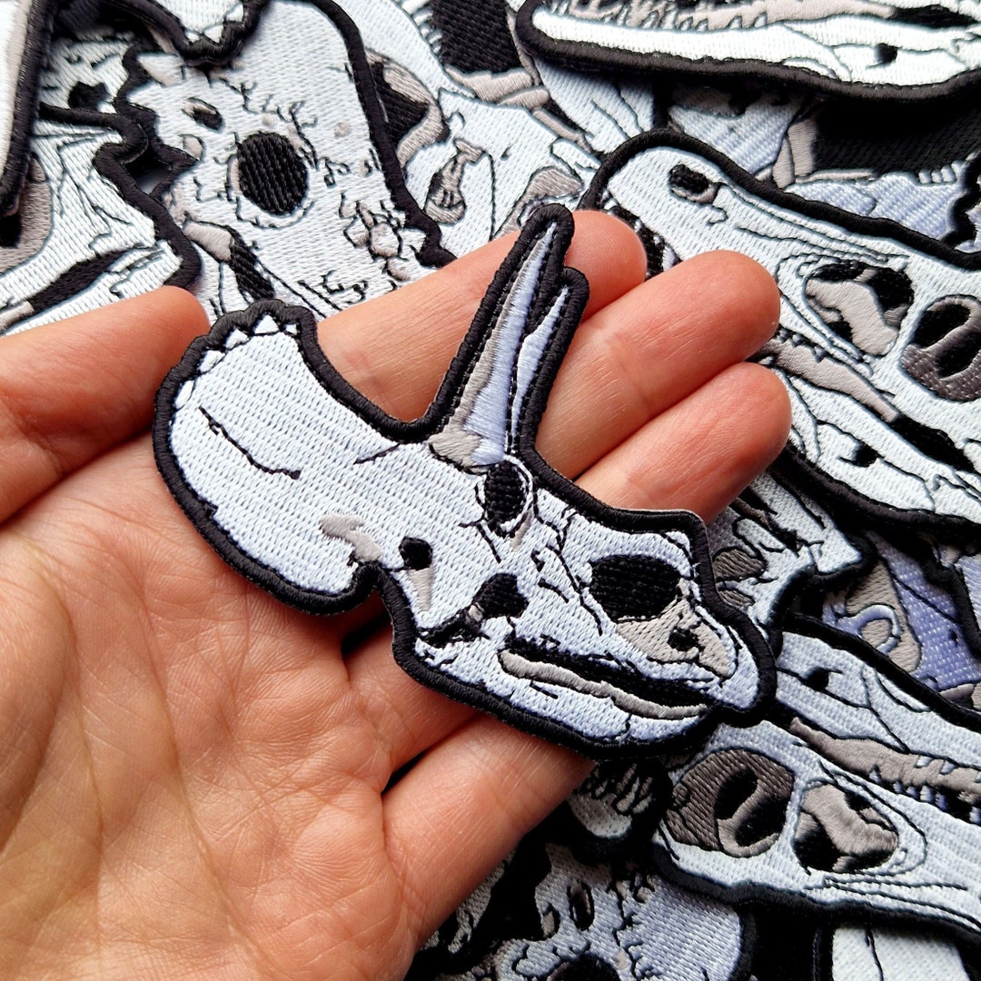 Triceratops Embroidery Patch Dinosaur Skull Patches Iron on Embroidered - Etsy