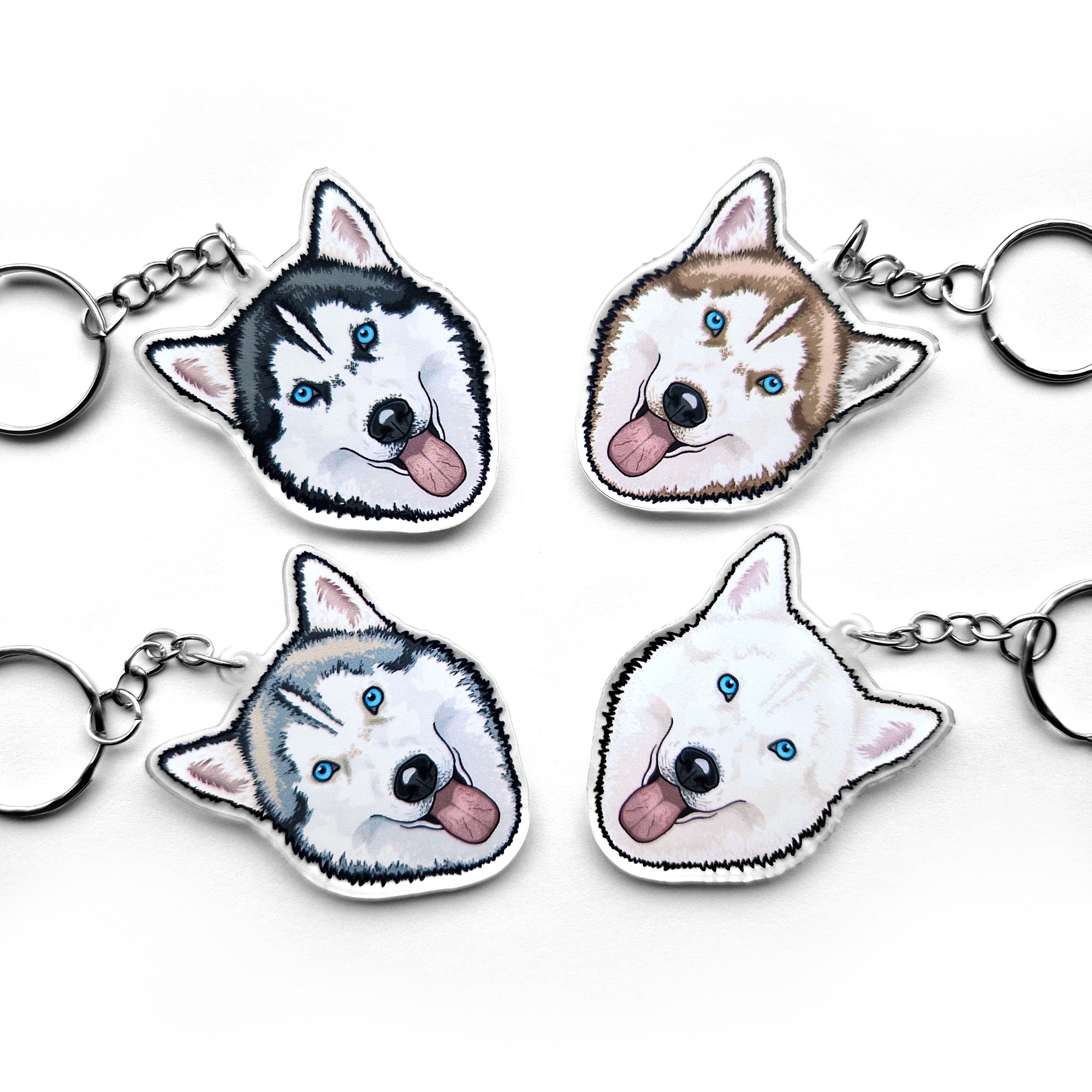 Siberian Husky Keyrings & Collar Charms Double Sided Huskies - Etsy