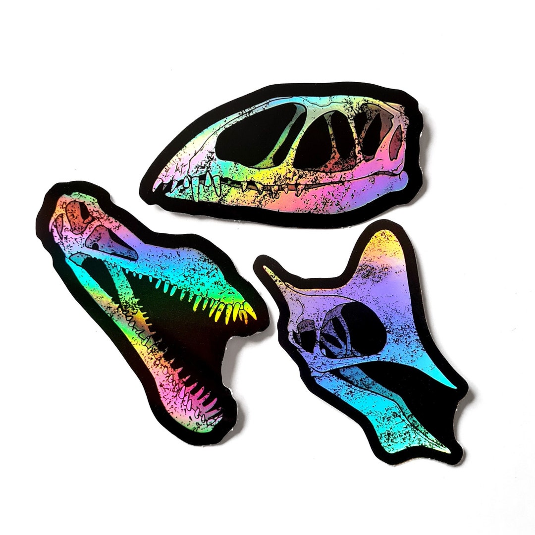 Pterosaur Skulls Stickers Jurassic Decal Holographic Vinyl Flying ...