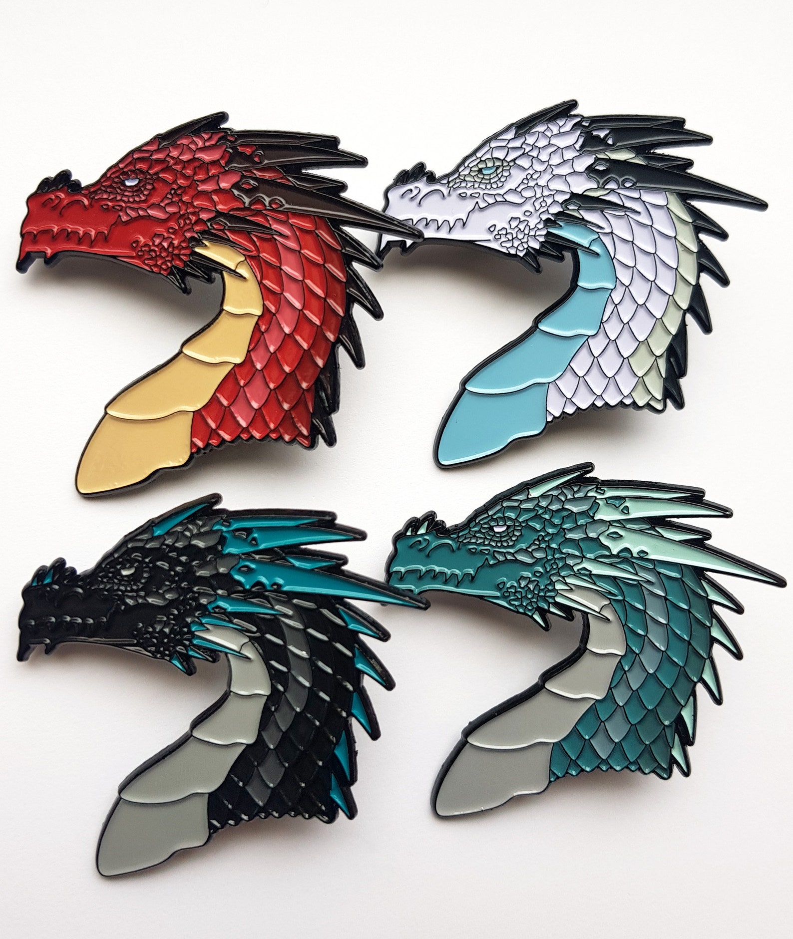 Dragon Pins Dragon Bust Enamel Pin Badge Red Blue Black & - Etsy UK
