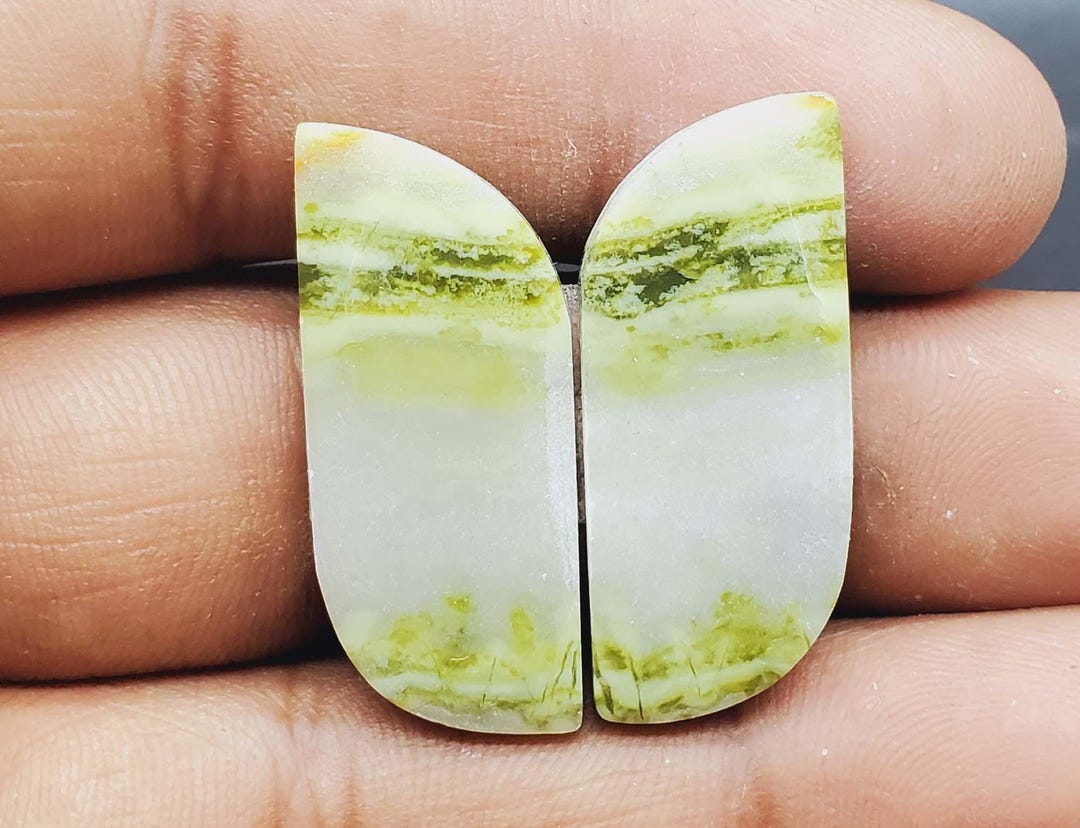 Natural Serpentine Fancy Shape Matching Pair, Cabochon for Jewelry ...