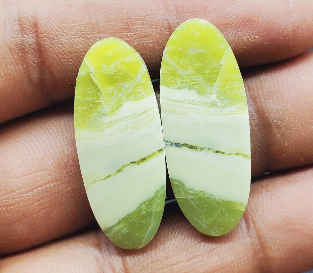 Natural Serpentine Fancy Shape Matching Pair, Cabochon for Jewelry ...