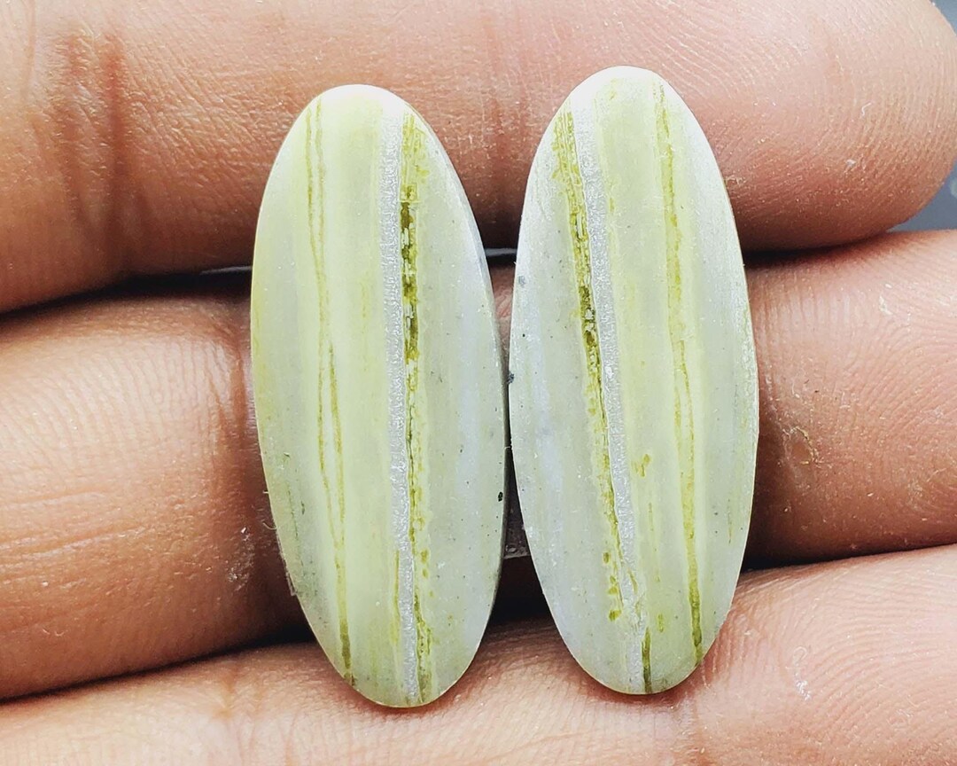 Natural Serpentine Fancy Shape Matching Pair, Cabochon for Jewelry ...