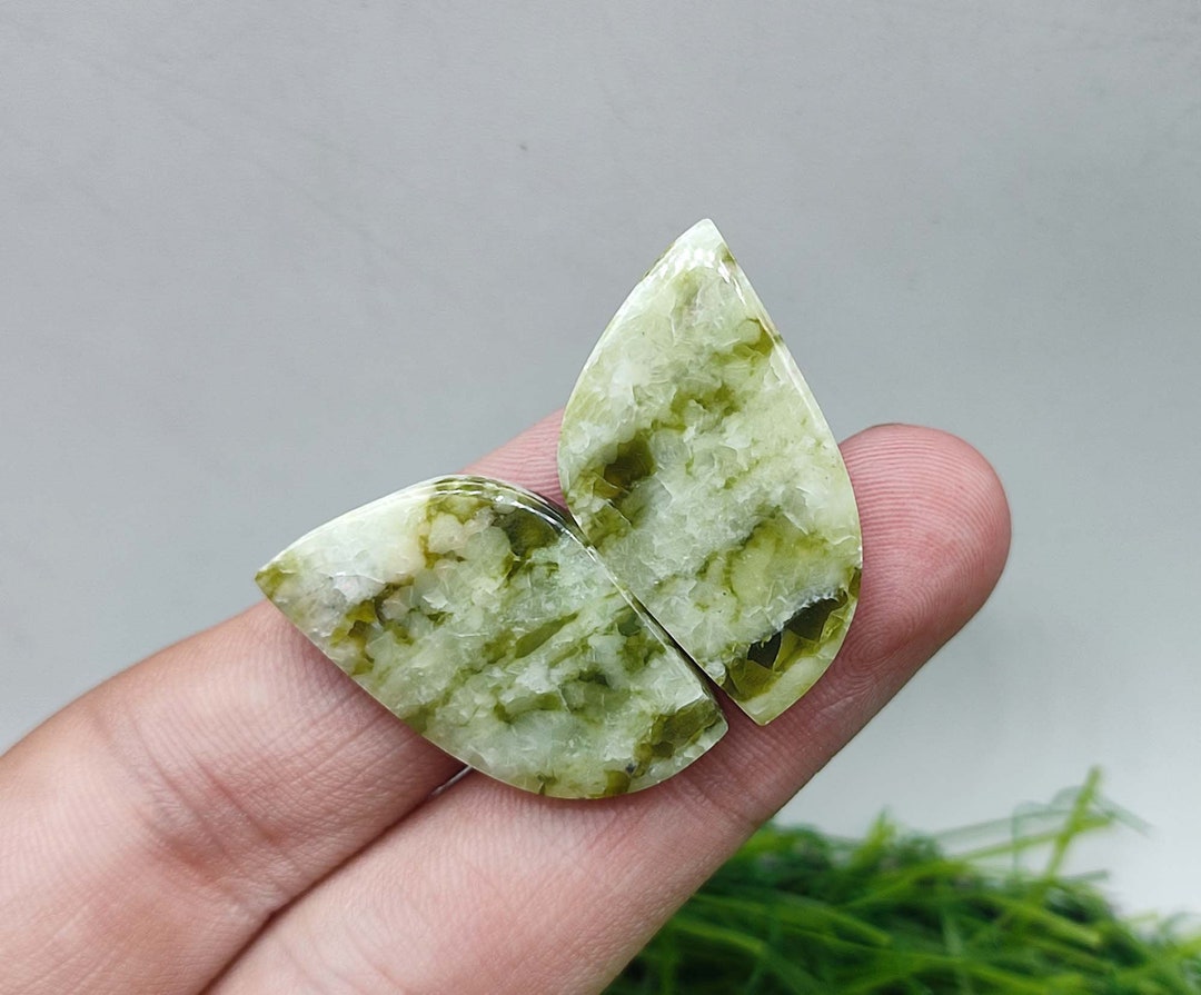 Natural Serpentine Fancy Shape Matching Pair, Cabochon for Jewelry ...