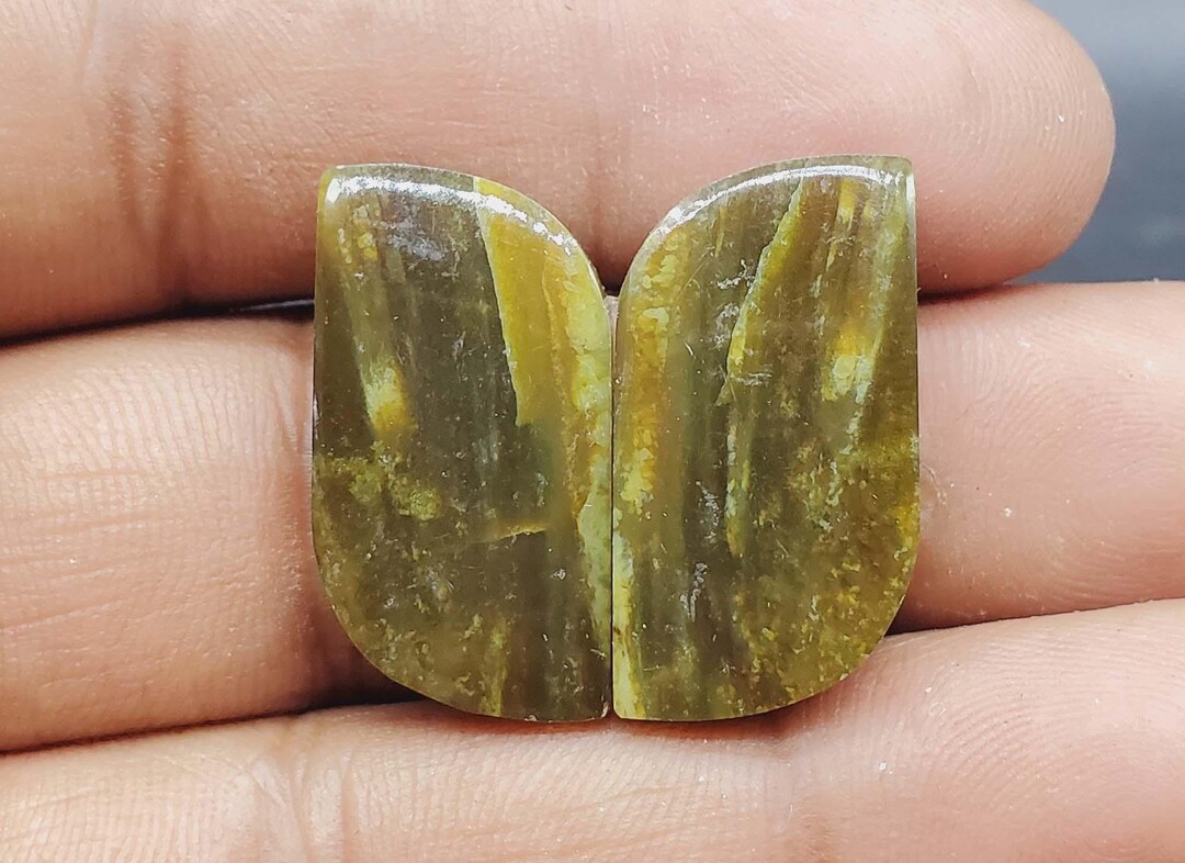 Natural Serpentine Fancy Shape Matching Pair, Cabochon for Jewelry ...