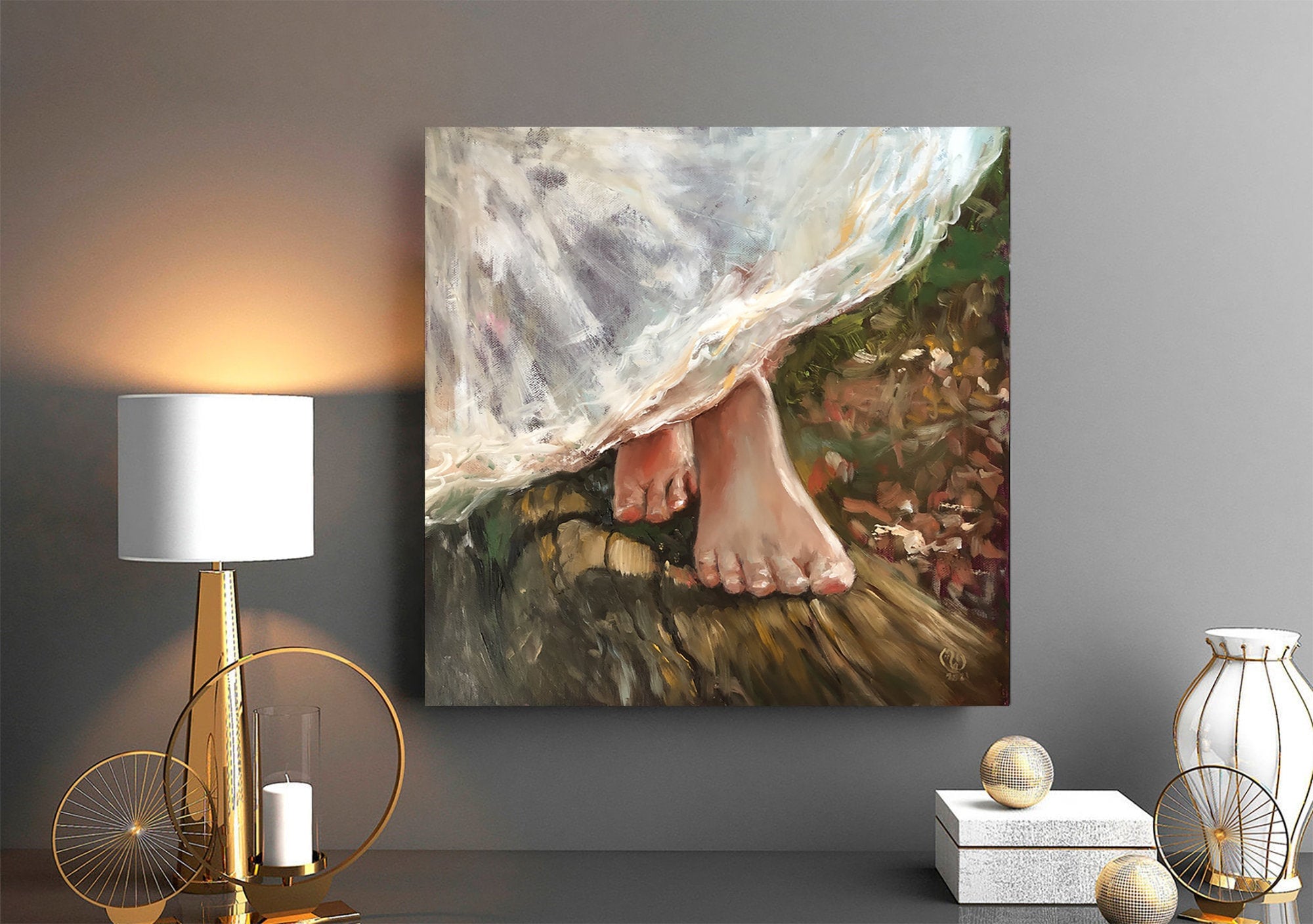 Feet painting original canvas art Woman painting | Etsy
