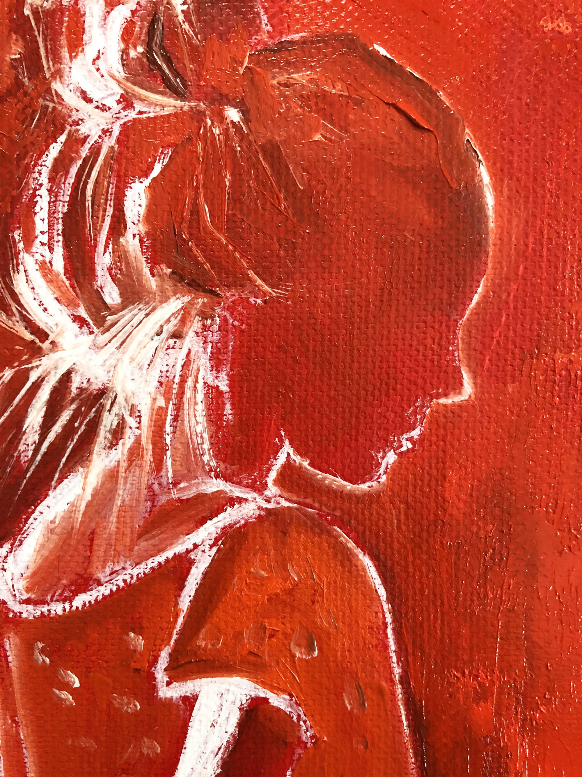 Little girl painting original canvas art Faceless portrait | Etsy