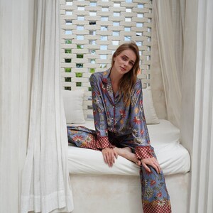 Lavender Silk Blend Pyjama Set, Silk Pajamas, Silk Nightwear, Unique ...