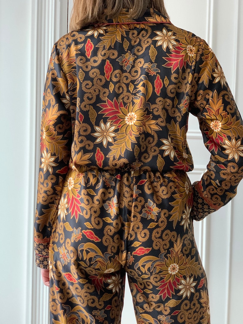 Black Silk Pyjama Set Silk Blend Pajamas Silk Nightwear | Etsy