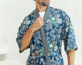 Tea Green Silk Kimono Robe Silk Robe for Men Dressing Gown - Etsy