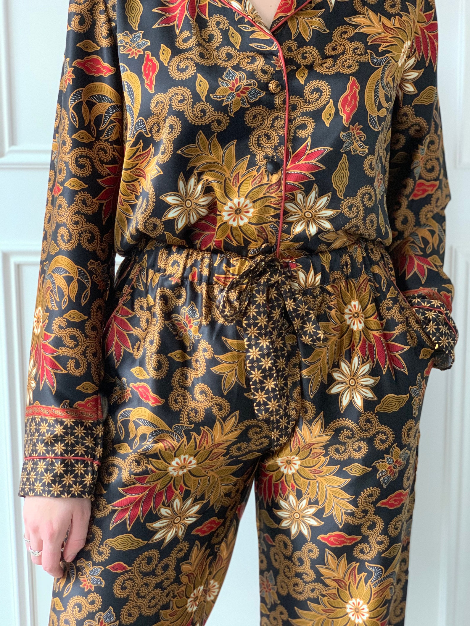 Black Silk Blend Pyjama Set Silk Nightwear Unique Gift for | Etsy UK