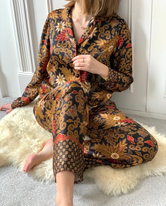 Black Silk Blend Pyjama Set Silk Nightwear Unique Gift for | Etsy UK