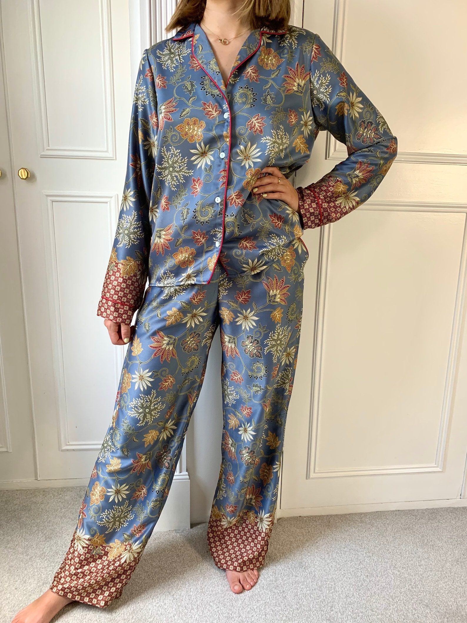 Lavender Silk Blend Pyjama Set Silk Pajamas Silk Nightwear - Etsy