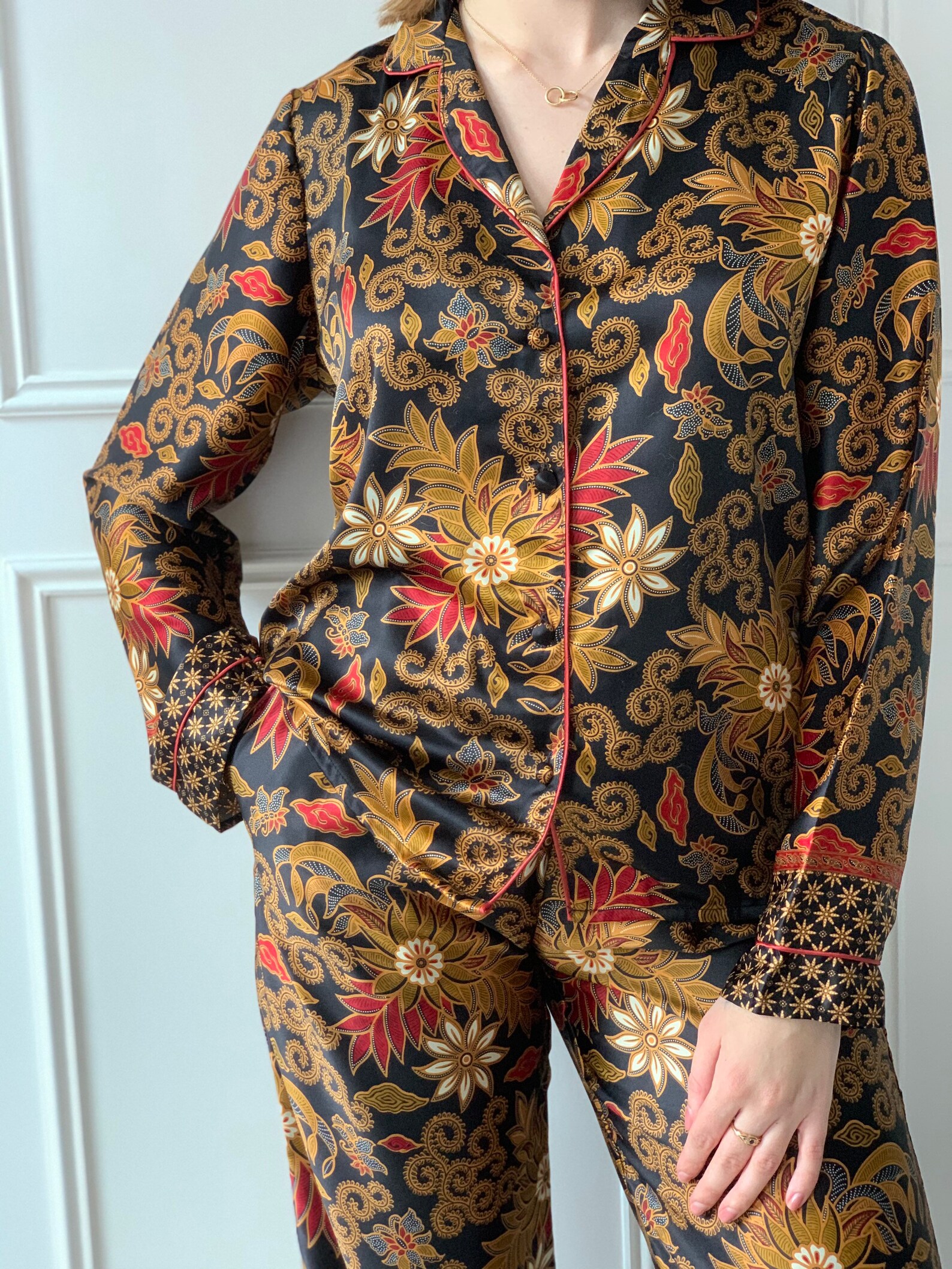 Black Silk Blend Pyjama Set Silk Nightwear Unique Gift for | Etsy UK