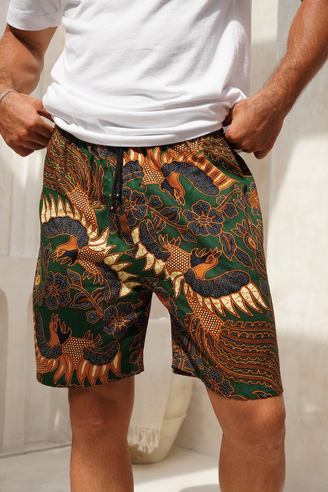 Men’s Cotton Batik Shorts in Multiple Colours, Drawstring Shorts ...