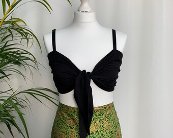 Green Tie Bow Bralet in Green Silk Blend Silk Top Silk Bra - Etsy UK
