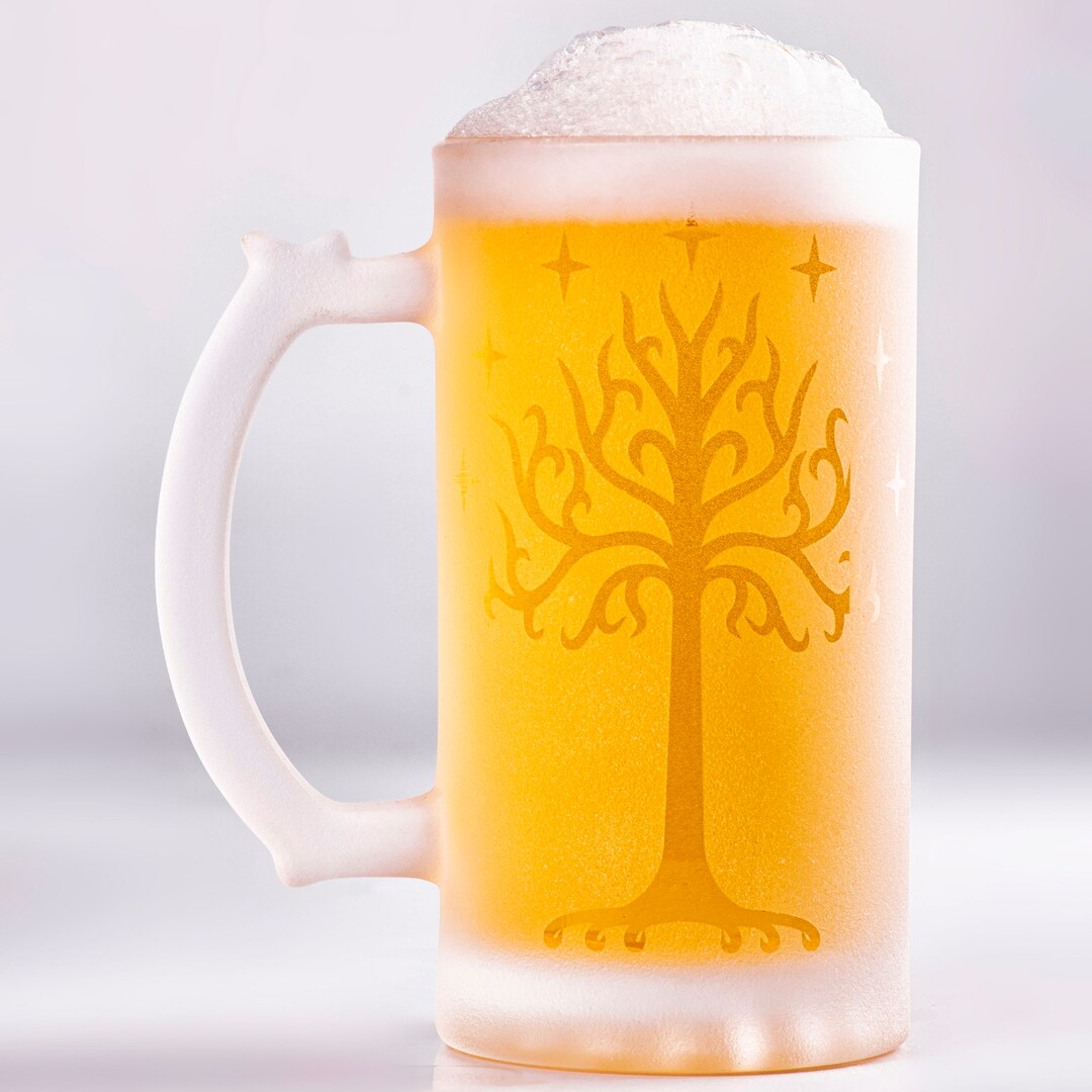 Tree of Gondor Beer Glass Mug, Lord of the Rings Sandblasted Beer Stein ...