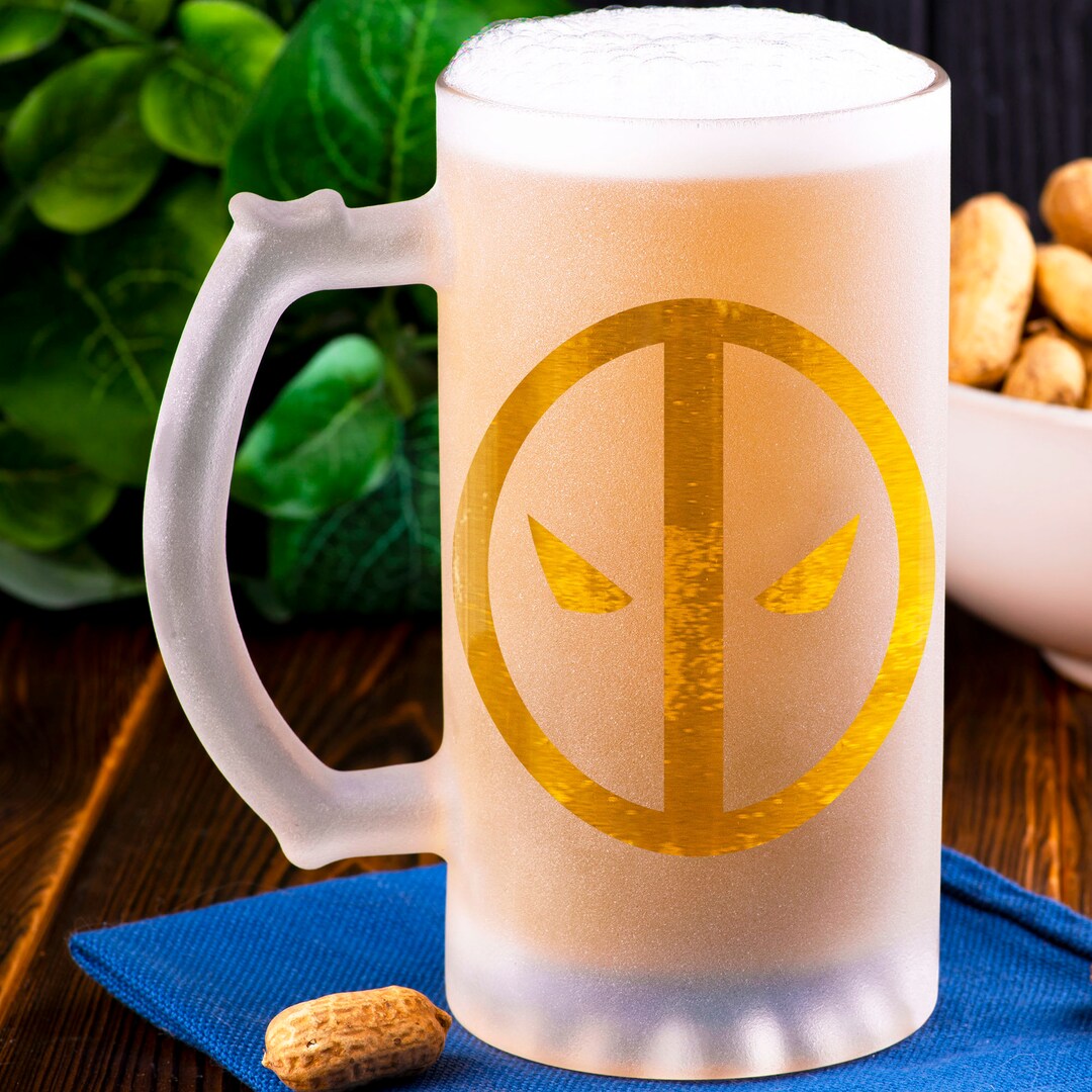 Deadpool Beer Glass Mug Sandblasted Beer Stein Frosted - Etsy