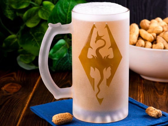 The Elder Scrolls Personalized Beer Glass Mug Skyrim Frosted | Etsy