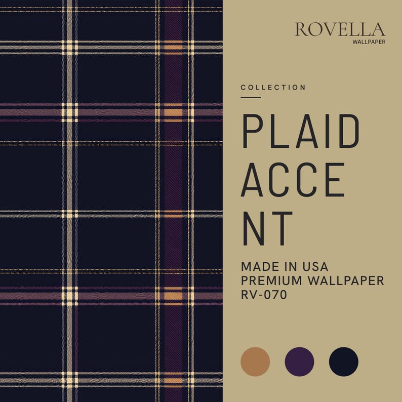 Dark Tartan Plaid Wallpaper: Luxury Navy Plaid Wallcovering, Classic ...