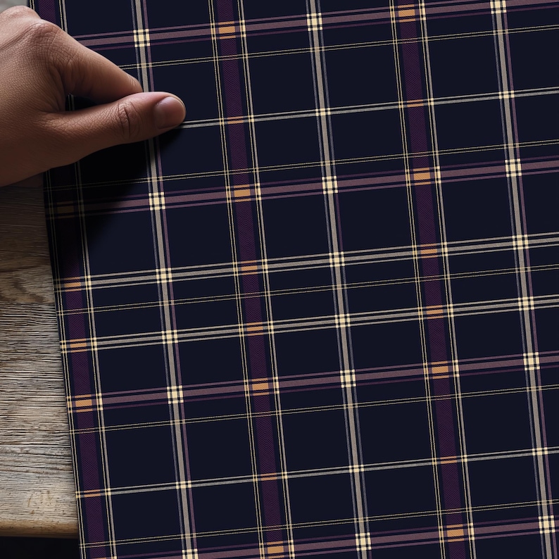 Dark Tartan Plaid Wallpaper: Luxury Navy Plaid Wallcovering, Classic ...