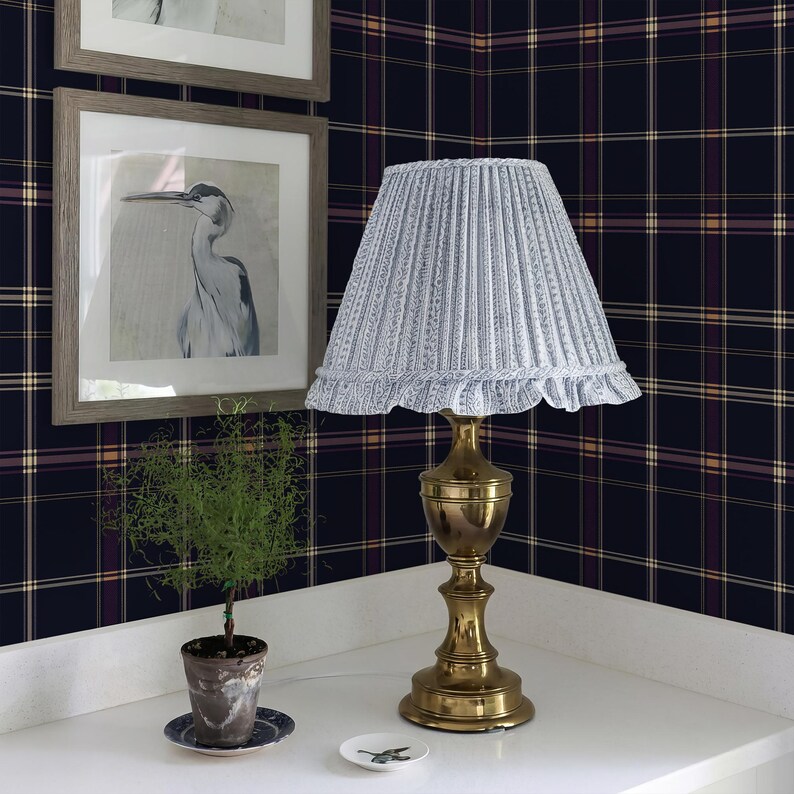 Dark Tartan Plaid Wallpaper: Luxury Navy Plaid Wallcovering, Classic ...