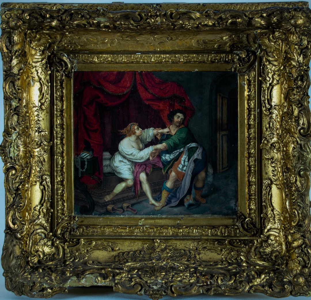 Water Colour Risque Painting of a French Couple in the Bedroom Antique ...